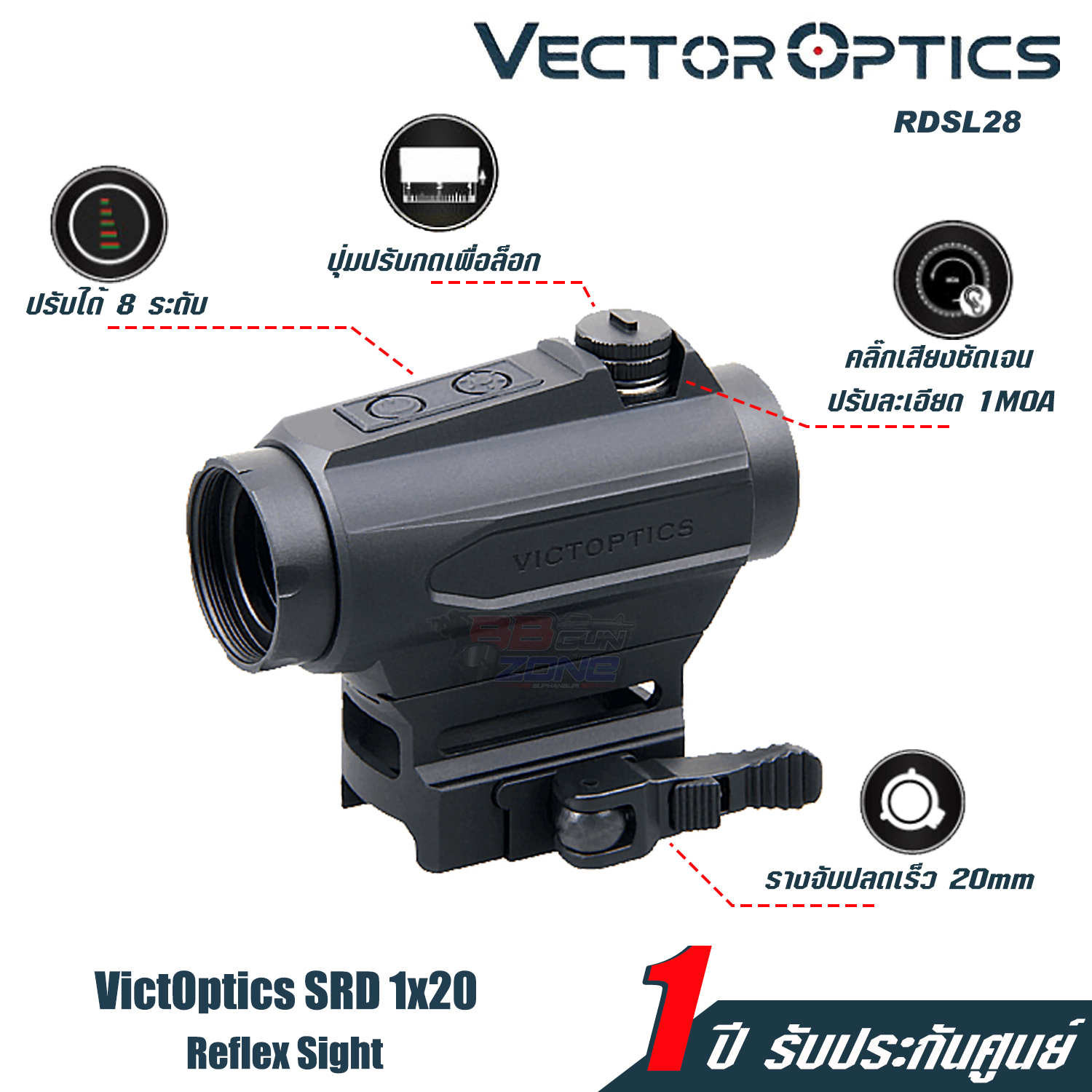 กล้องจุดแดง Red Dot VictOptics SRD 1x20 by vector optics รับประกัน ...