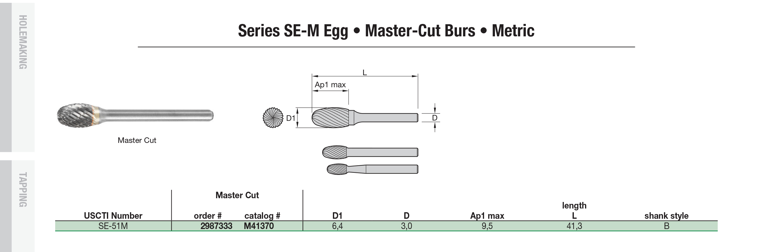 Series SE-M Egg • Master-Cut Burs • Metric - factorymartonline