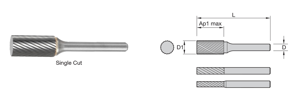 SA Cylindrical • Single-Cut Burs • Inch - factorymartonline