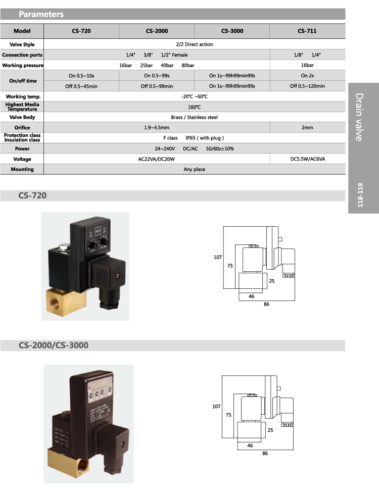Drain valve CS2000 - pneuma