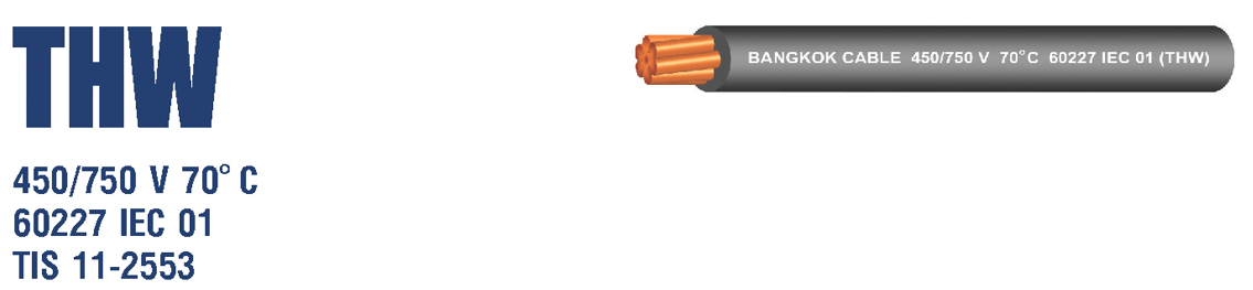 สายไฟ THW ทองแดงแกนเดี่ยว ยี่ห้อ Bangkok cable BCC