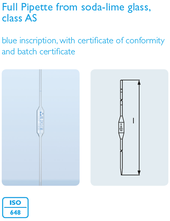 Full Pipette from soda-lime glass, class AS 100 mL - zcynyx