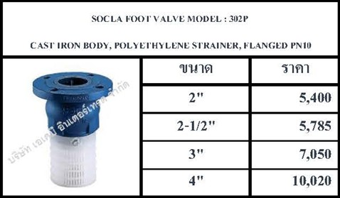 SOCLA FOOT VALVE MODEL : 302P - akbintertrade