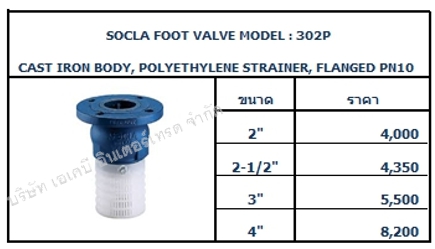 SOCLA FOOT VALVE MODEL : 302P - Akbintertrade