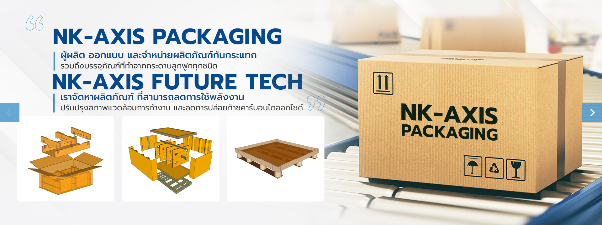 รับออกแบบบรรจุภัณฑ์และรับผลิตกล่องกระดาษลูกฟูก - NK-AXIS PACKAGING