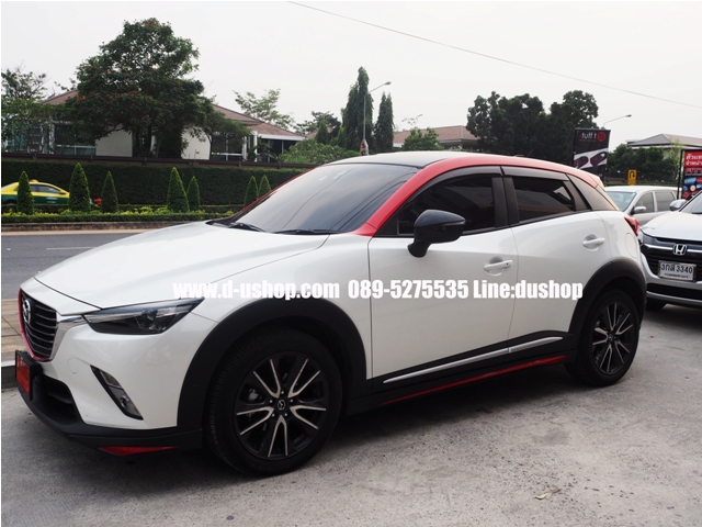 ลูกค้า Mazda CX3 สีขาวป้ายแดงWrap หลังคาแก้วแบบพิเศษ - d-ushop