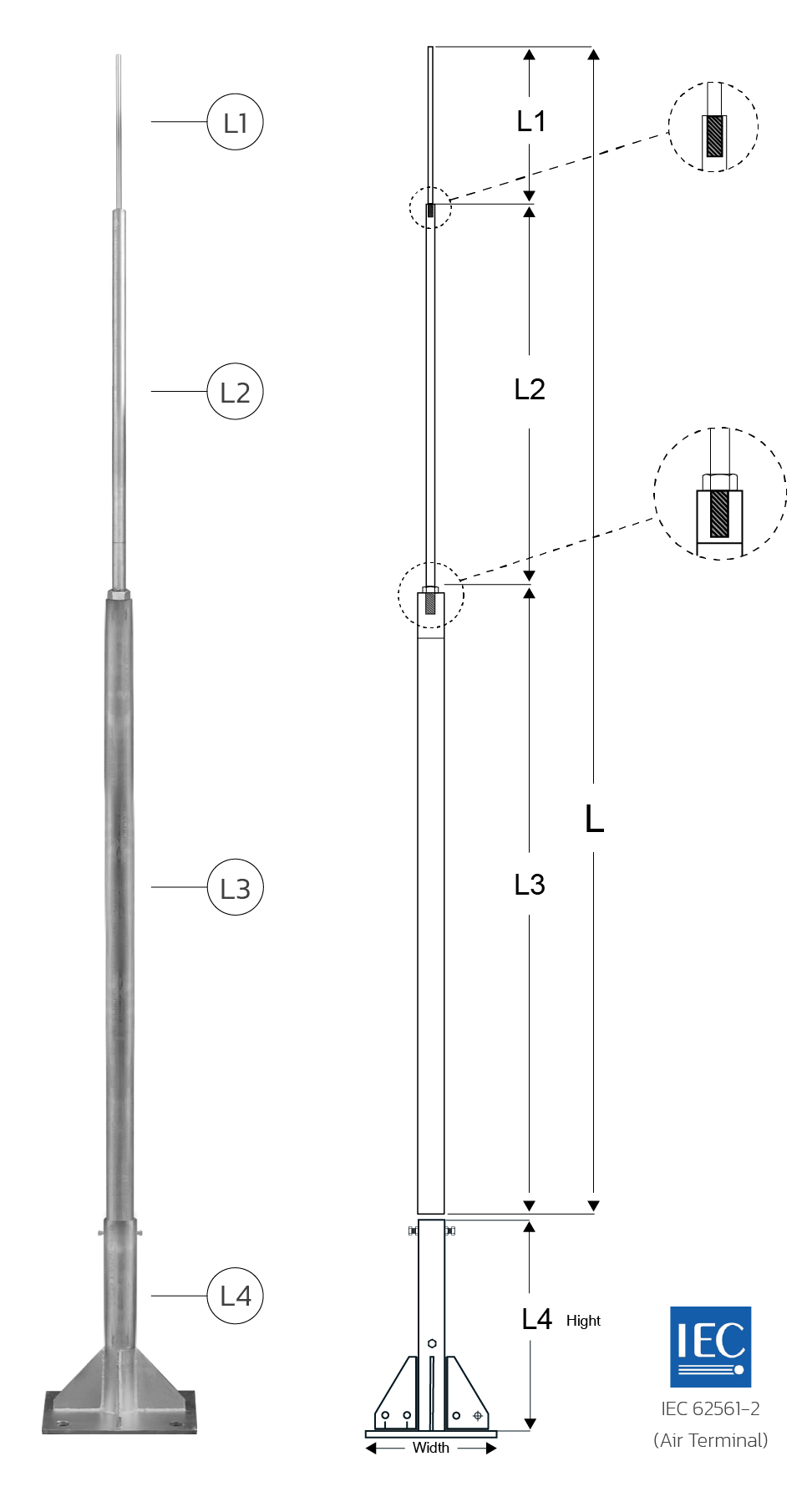 Lightning Pole - Kumwell ผลิตภัณฑ์สำหรับระบบป้องกันฟ้าผ่า/ต่อลงดิน ...