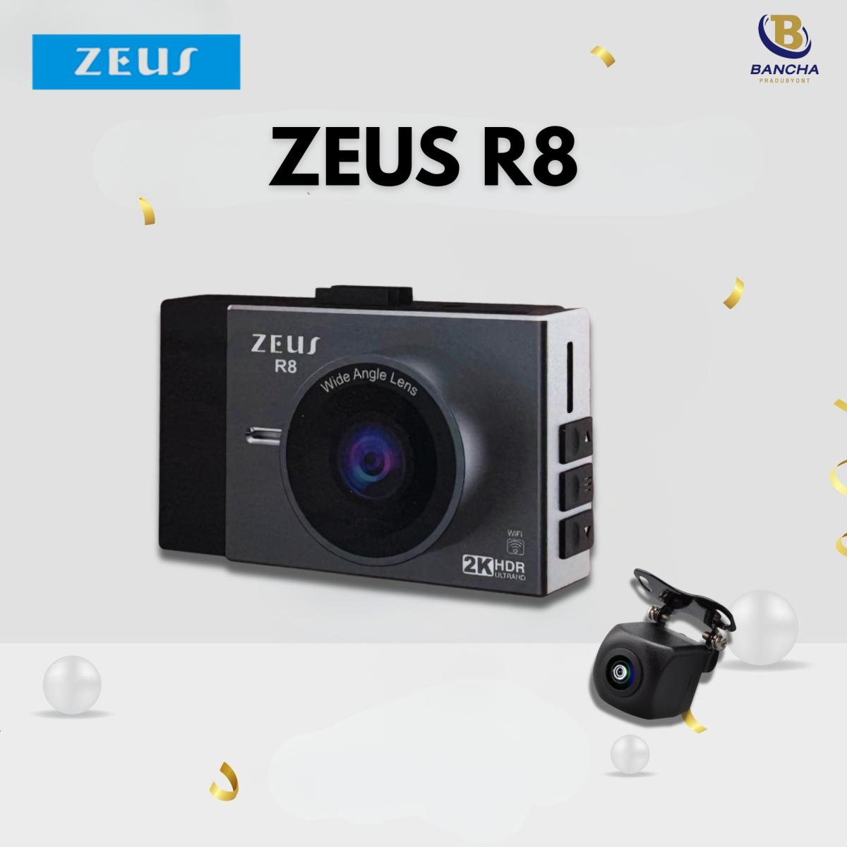 กล้องติดรถยนต์ Zeus R8 | 2K Dual Camera จอ 3 นิ้ว