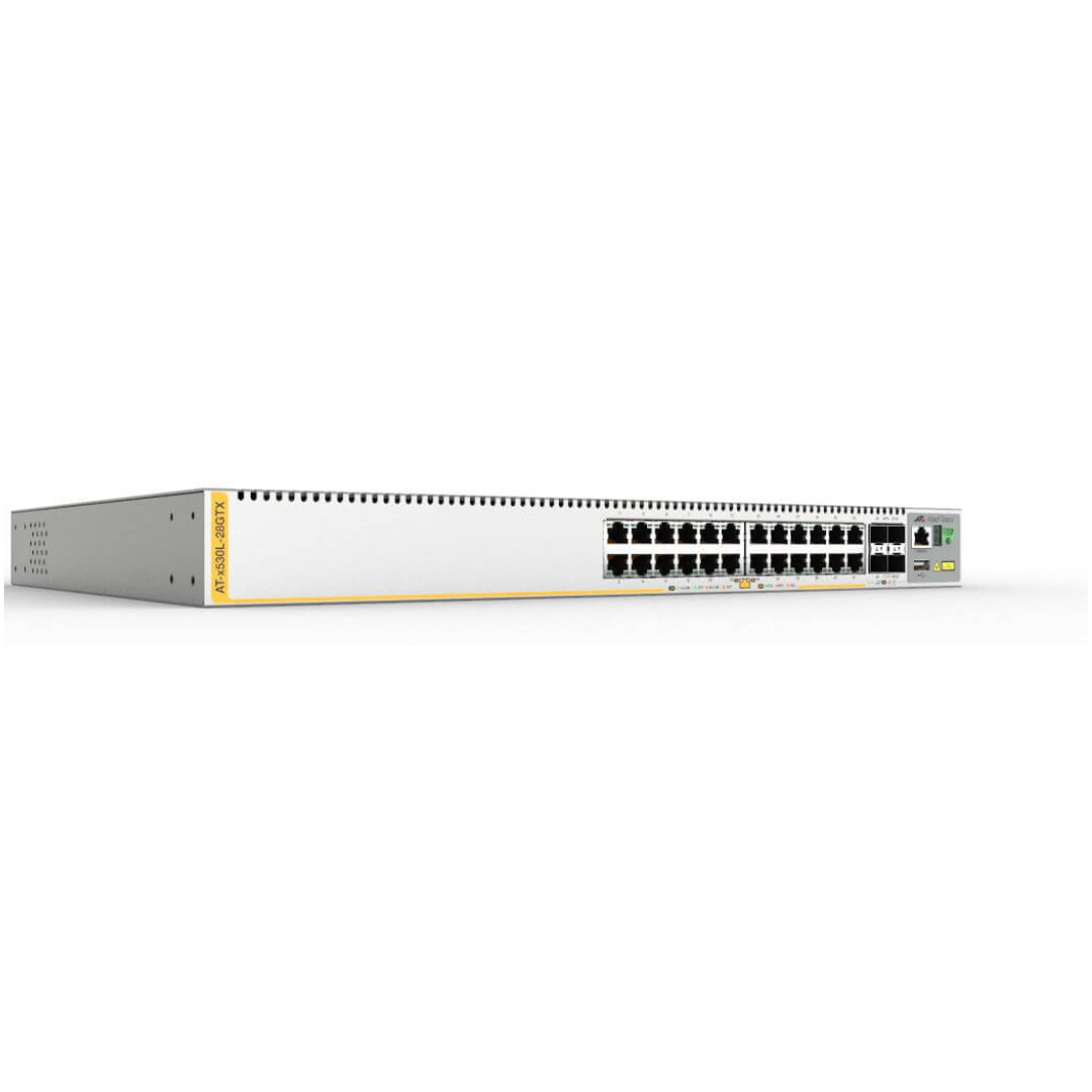 Allied Telesis 24-port 10/100/1000T stackable L3 switch with 4 x SFP+ ports and 2 fixed power ...