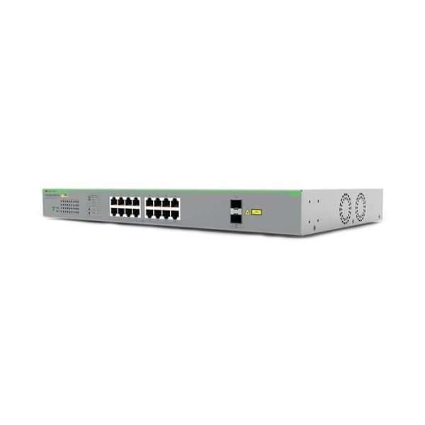 Allied Telesis Gigabit webSmart switch, 16x 10/100/1000-T PoE+, 2x SFP Ports and single fixed ...