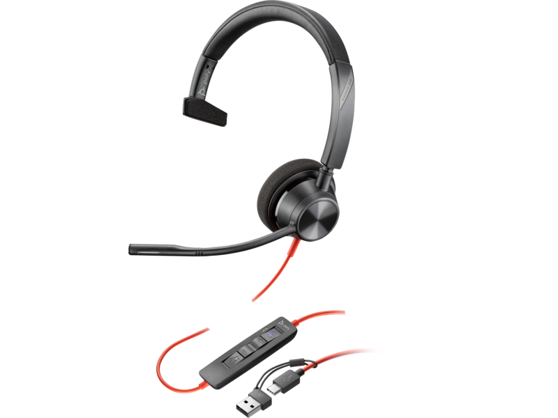 Poly Blackwire 3310 Microsoft Certified Monaural USB-C/A Headset (8X216AA)