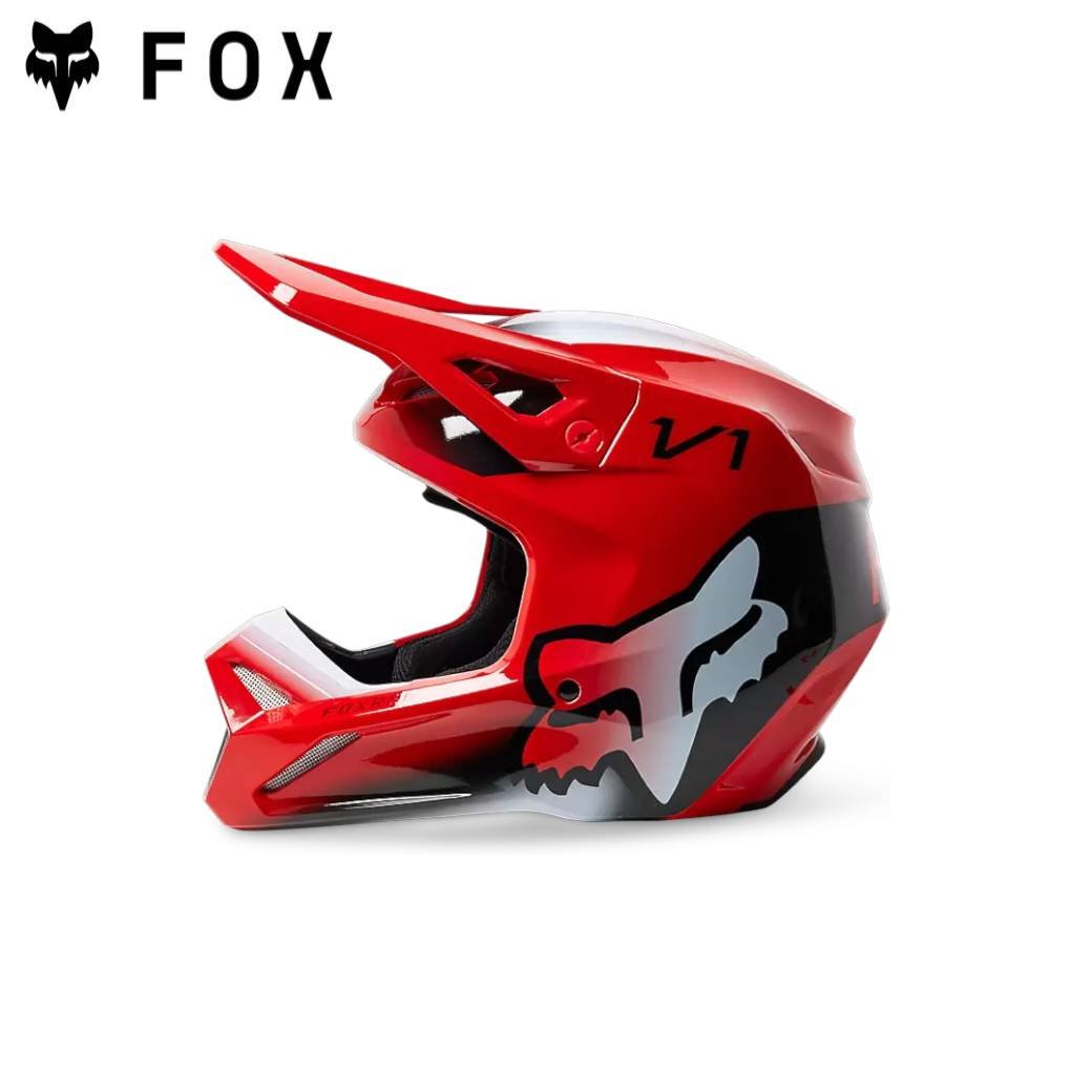 FOX V1 TOXSYK HELMET, DOT/ECE FLUORESCENT RED