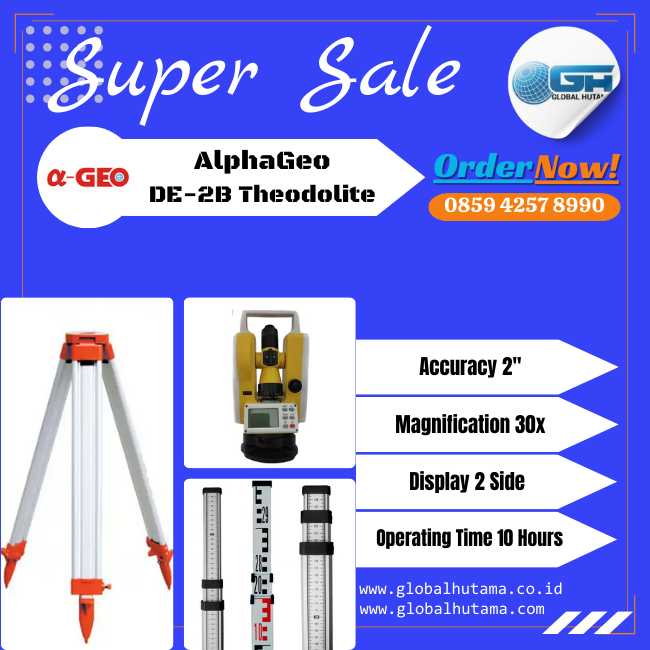 Jual Theodolite Alpha Geo DE-2B | Garansi Resmi 1 Tahun