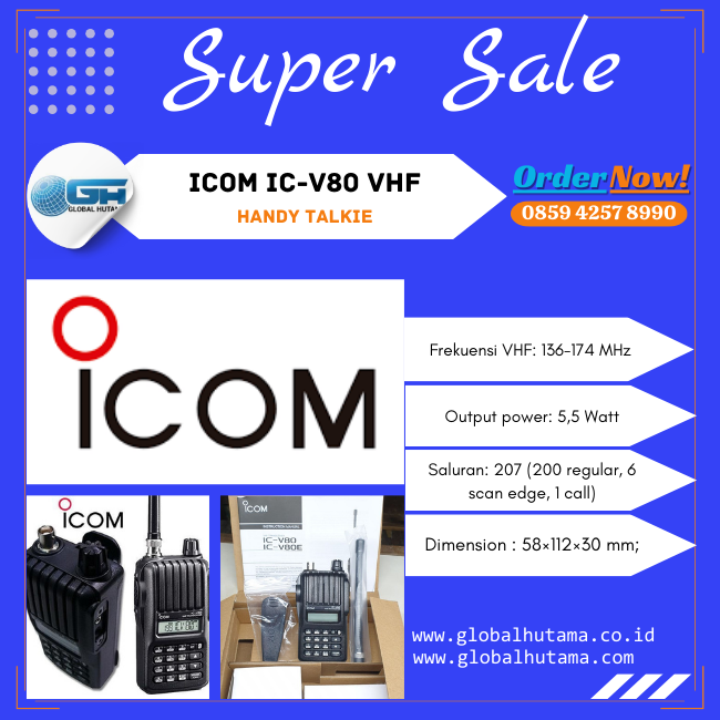 Jual HT Icom Ic-V80 VHF Bergaransi dan Harga Distributor