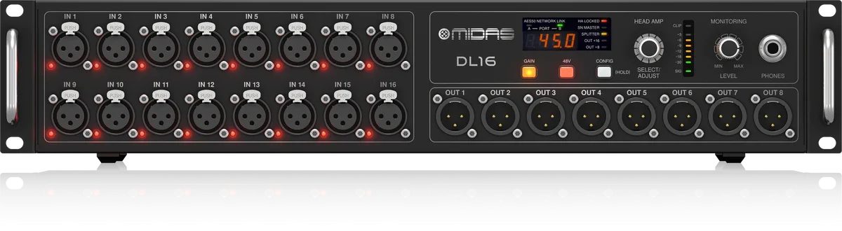 ดิจิตอลมิกเซอร์ MIDAS DL16Microphone Preamplifiers Stage Box 16 Input ...