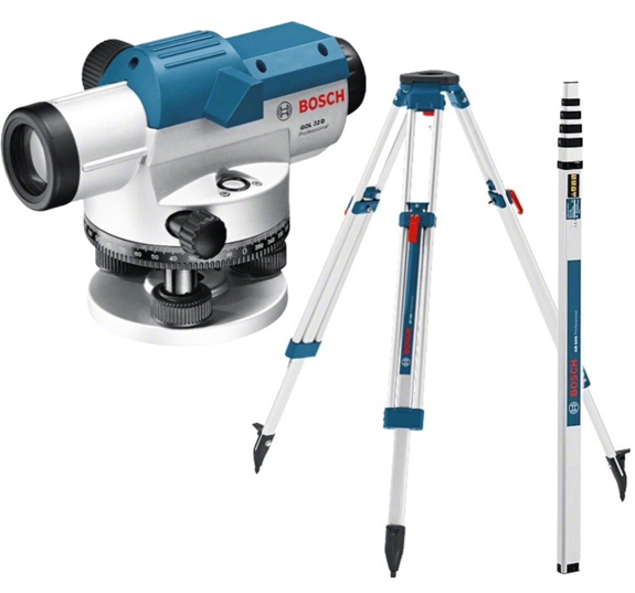 Bosch GOL 32 D กล้องวัดระดับ ขยายได้ 32 เท่า ( 120 เมตร ) + BT 160 + GR ...