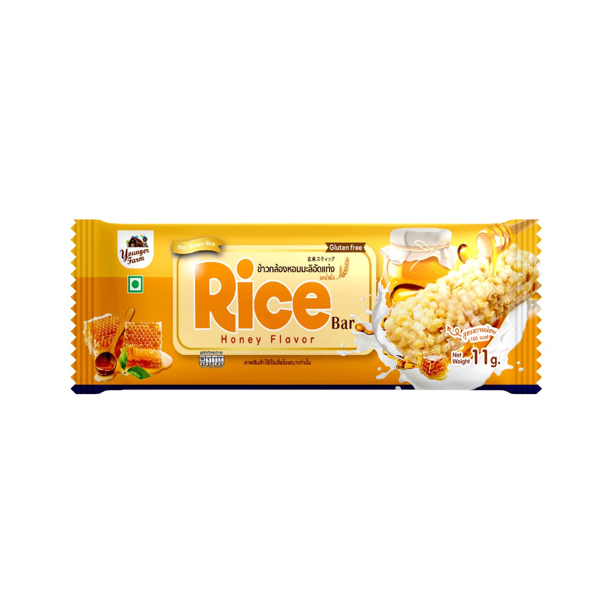 Rice Bar Honey ข้าวกล้องหอมมะลิอัดแท่ง รสน้ำผึ้ง 11g