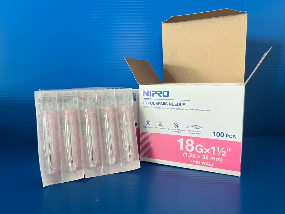 Needle No.18G, Length 1 1/2",เข็ม เบอร์ 18G, "Nipro"