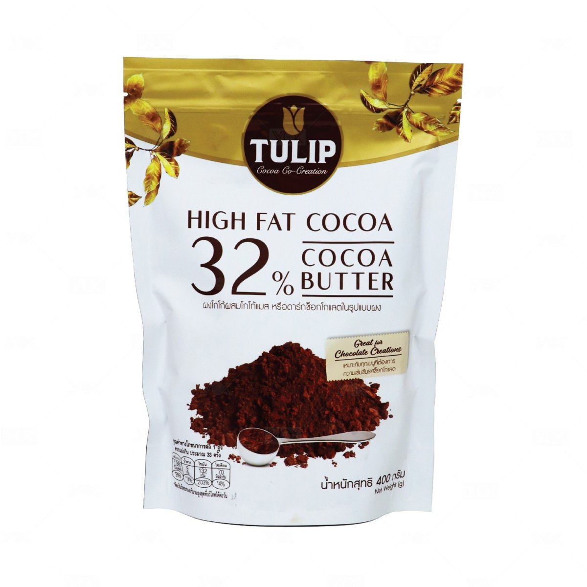 Tulip High Fat Cocoa - Cocoa Butter 32% 400g - srimuangbakery