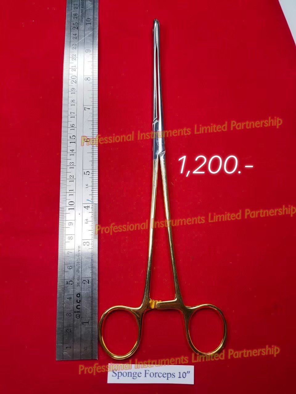 Sponge Forceps 10"-Gold - professionalinstrumentsthailand