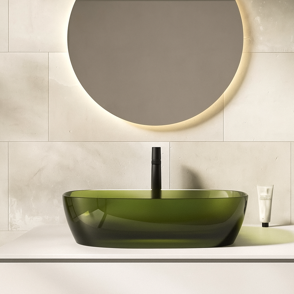 RS-6015G AquaCrystal™ Transparent Resin Countertop Basin