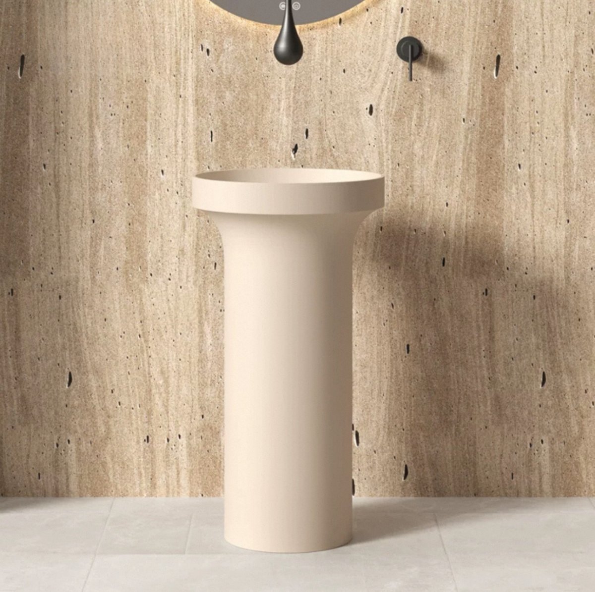SS-453085R MonoStone™ Solid Surface One-Piece Round Pedestal Basin