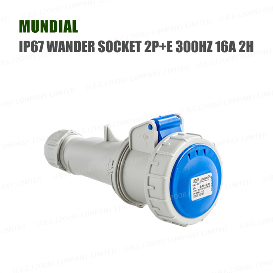 IP67 WANDER SOCKET 2P+E 300HZ 16A 2H INDUSTRIAL PLUGS AND SOCKETS, - ubg