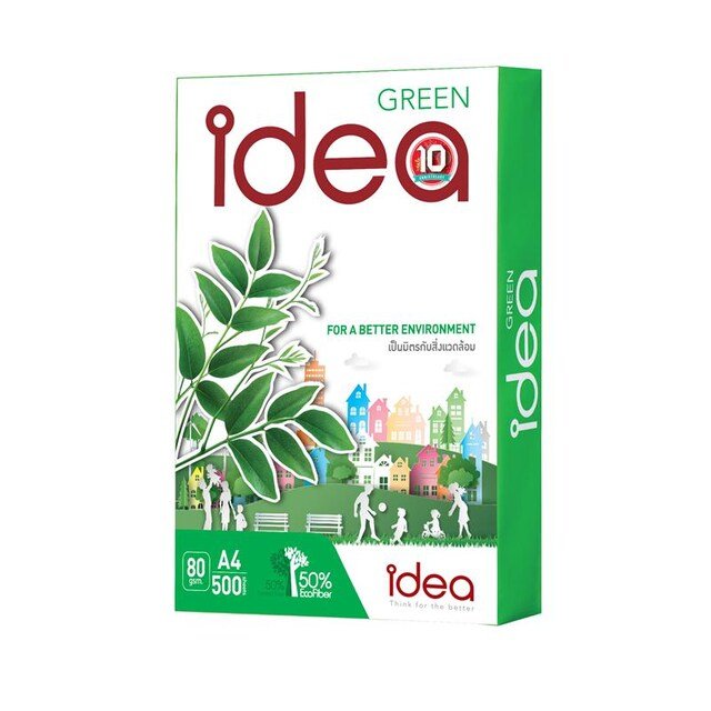 กระดาษ Idea Green 80G A4 500 แผ่น - suphanbookstationery