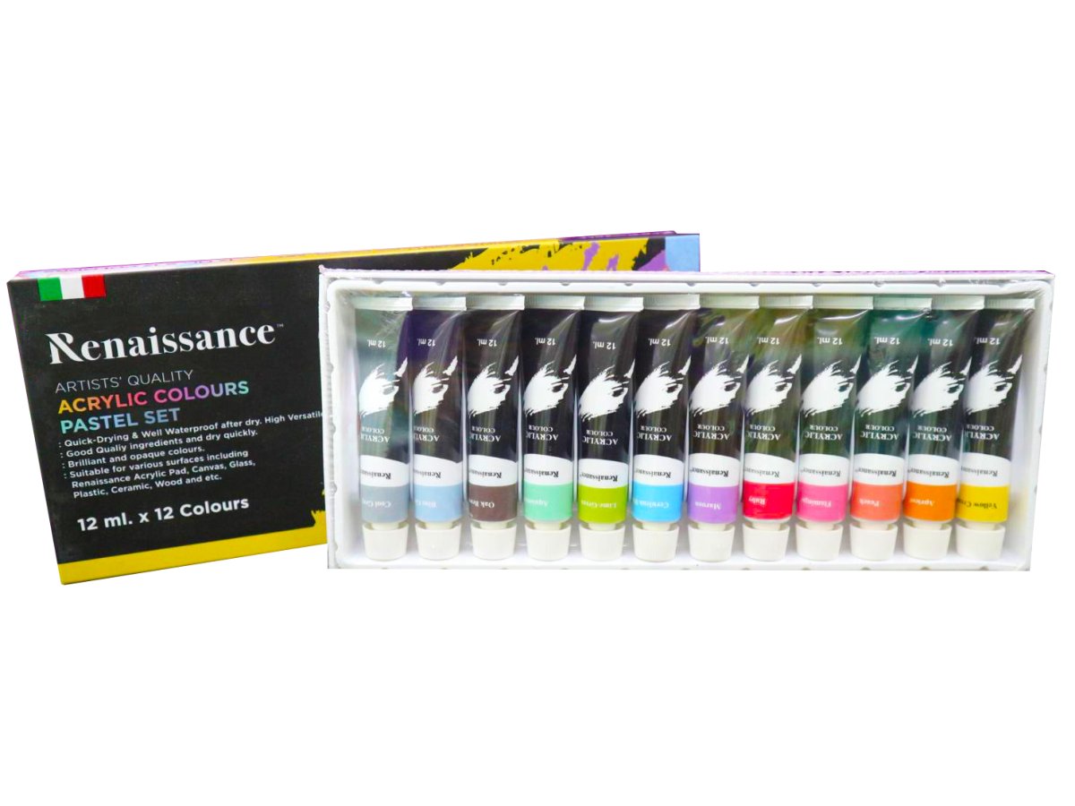 Renaissance artists'quality acrylic color set 12 ml. x 12 colors ...