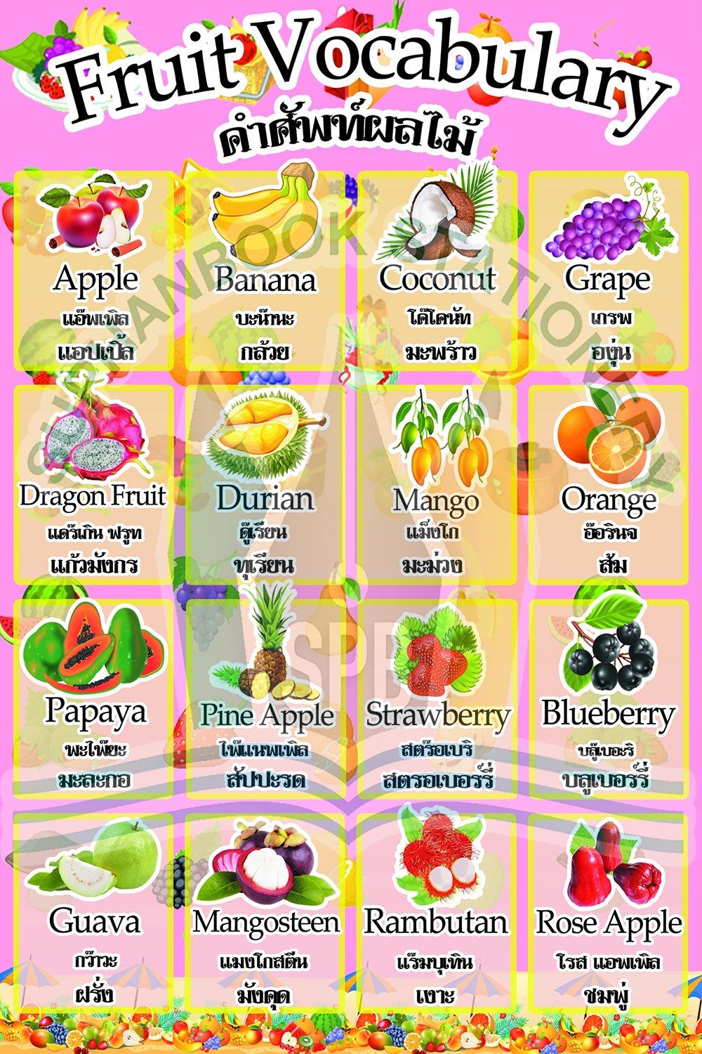 สื่อ A3 Fruit Vocabulary/วรา
