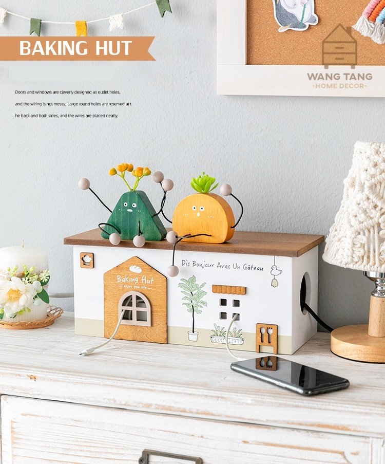 กล่องไม้เก็บของอเนกประสงค์ในบ้าน ใส่รางปลั๊กไฟ ร้านเบเกอร์รี่ ร้านขนม ...