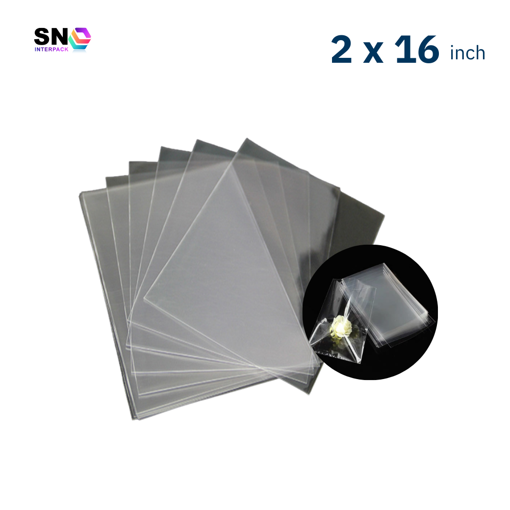 Clear Glassine Bags with Flat Top Seal Size 2 x 16 inch
