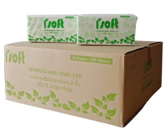 กระดาษเช็ดมือ isoft interfold เนื้อ 2 ชั้น - spbtrading
