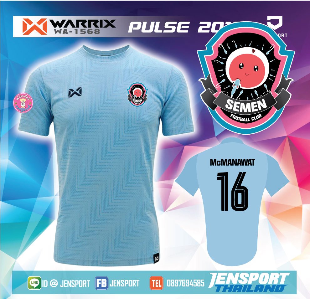SEMEN ฮีม เสื้อฟุตบอล Warrix รุ่น WA-1568 สีฟ้า - jensports