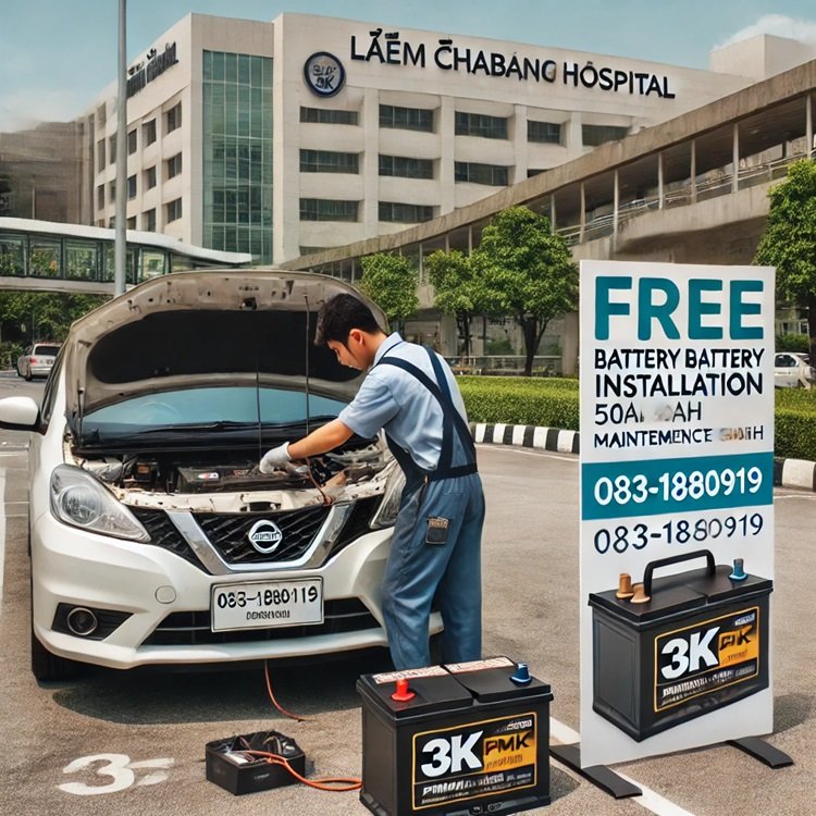 เปลี่ยนแบตเตอรี่ส่งฟรี อ่าวอุดม แบตหมดในโรงพยาบาลพยาบาลแหลมฉบัง