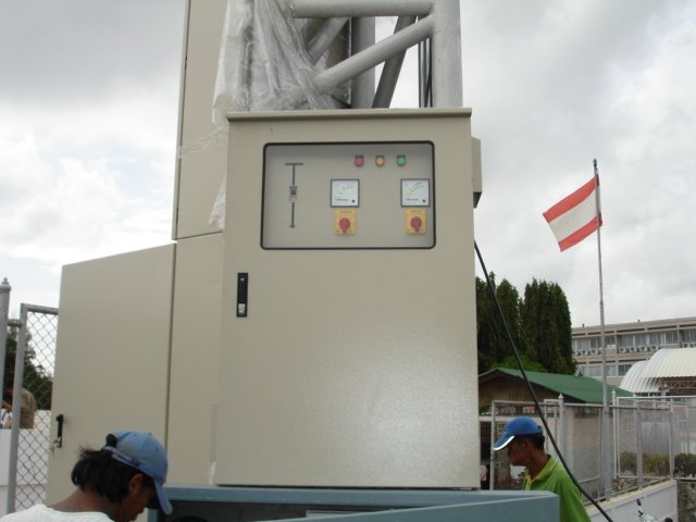 Installation of electrical control cabinets for football field light ...