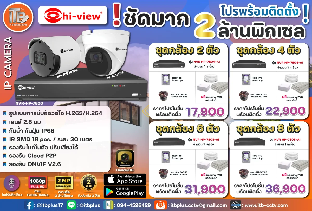 กล้องวงจรปิดระบบ IP CAMERA แบรนด์ HI VIEW มั่นใจได้ในคุณภาพและความปลอดภัย