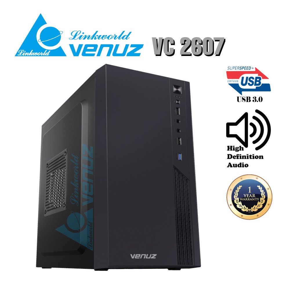 VENUZ micro ATX Computer Case VC 2607 - Black