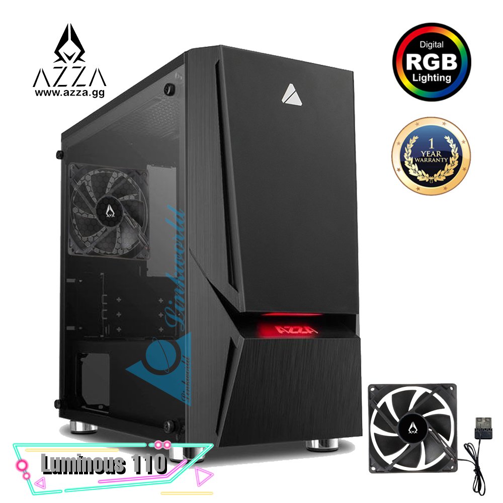 AZZA Micro ATX Mid Tower Tempered Glass Gaming Case LUMINOUS 110F - Black
