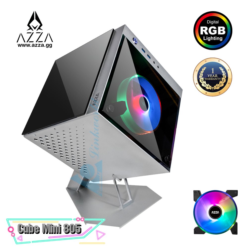 AZZA Innovative Mini ITX Tower Tempered Glass ARGB Computer Case CUBE ...