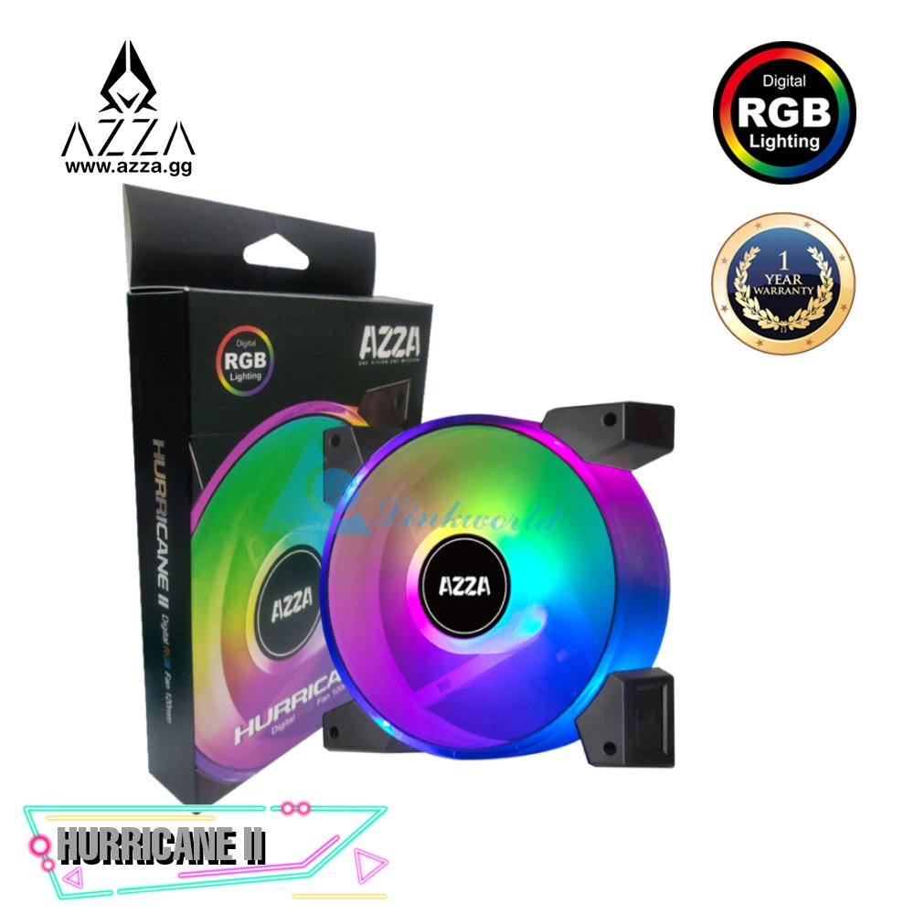 AZZA Dual Ring ARGB 120mm PWM PC Case Fan HURRICANE II – Black