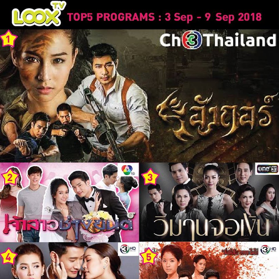 LOOX TV TOP 5 Programs ประจำวันที่ 3 - 9 ก.ย. 61 - looxtv