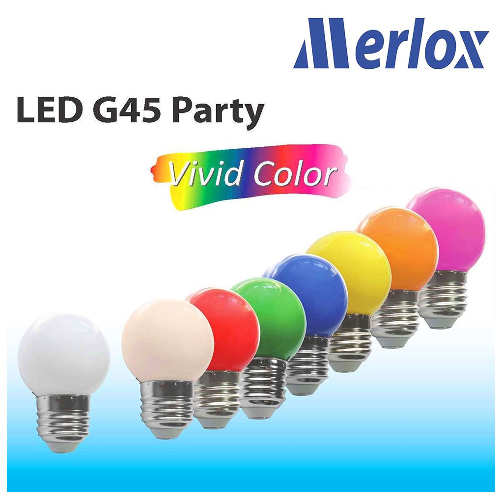 หลอดไฟสี LED G45 1W 220-240V 6500K E27 Merlox - merloxlight