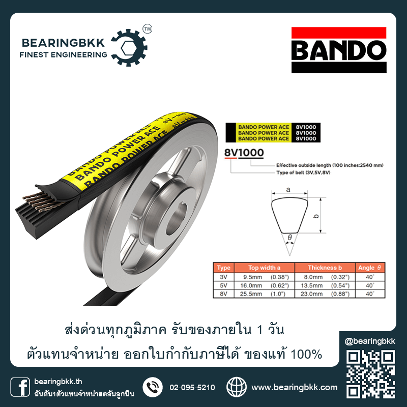 สายพานร่องวี BANDO 3V710 Narrow V-BELT