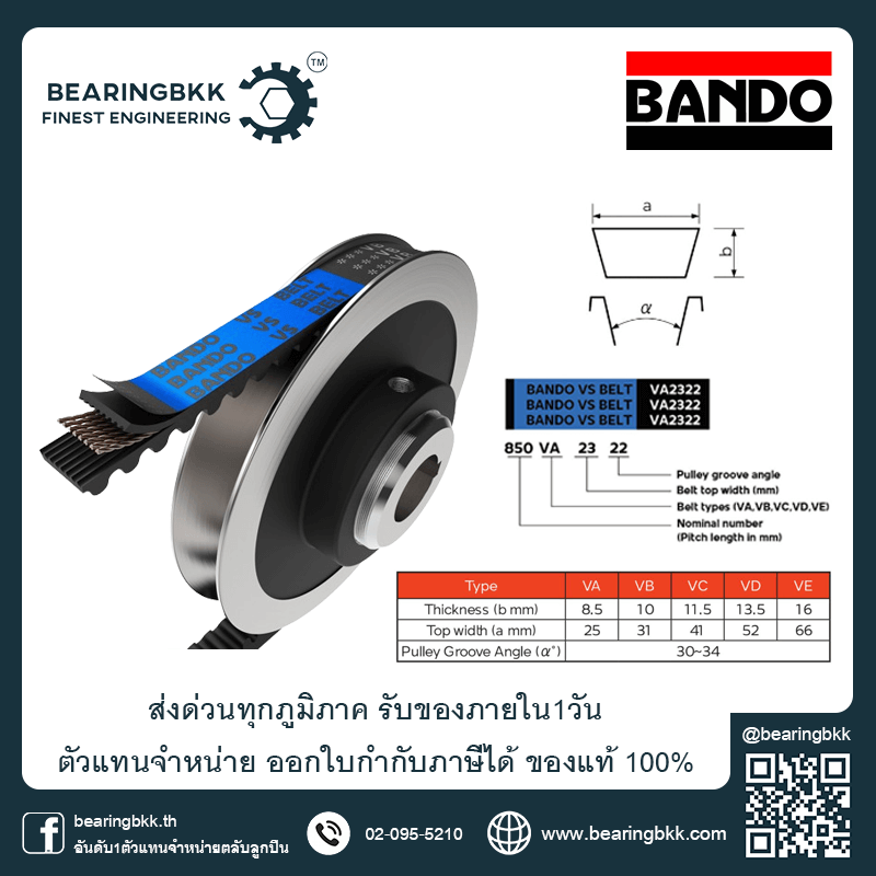 สายพานปรับสปีด 800VA2230 (1430V315) Bando VS Belt - bearingbkk