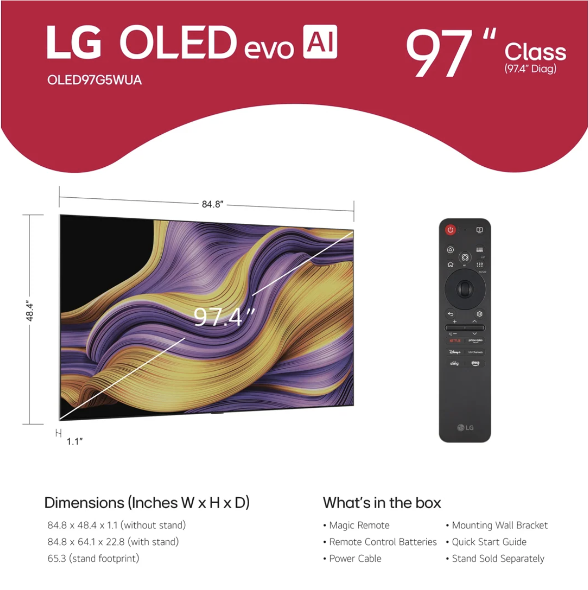 97" OLED G5 2025 รุ่น OLED97G5 LG evo AI G5 4K Smart TV