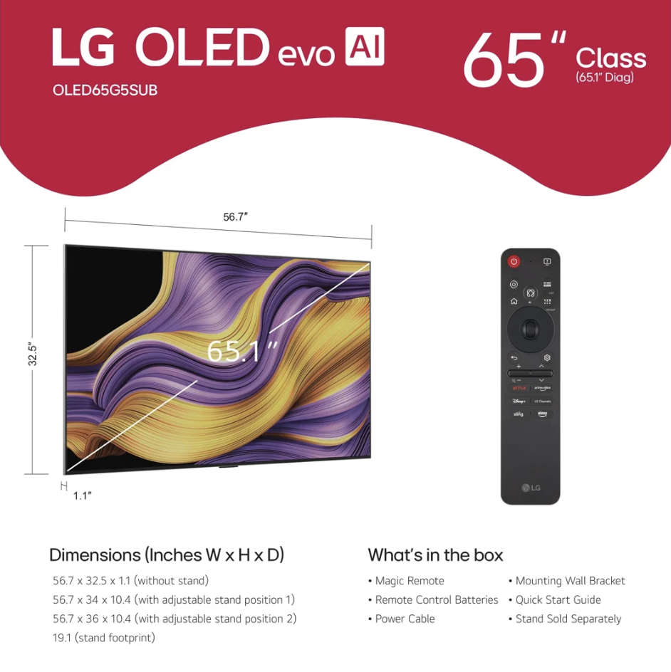 LG ทีวี 65 นิ้ว รุ่น OLED65G5WUA ปี 2025 | evo AI G5 4K Smart TV - gooddeal