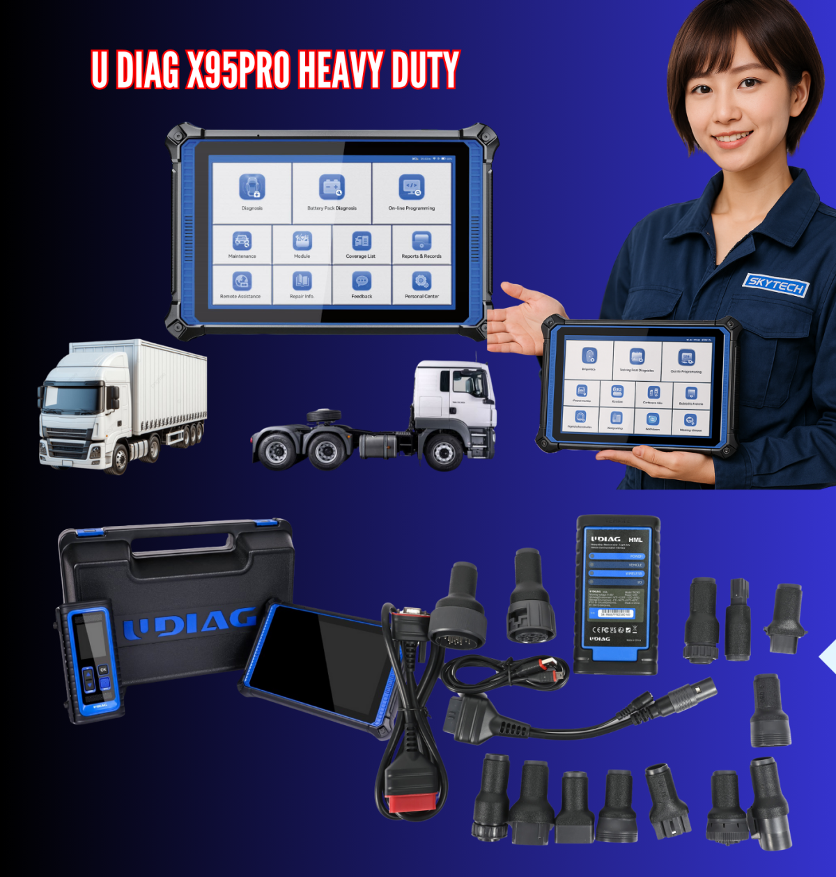 UDiagX-95 Pro +HeavyDuty สแกนรถบรรทุก+เก๋ง กระบะ