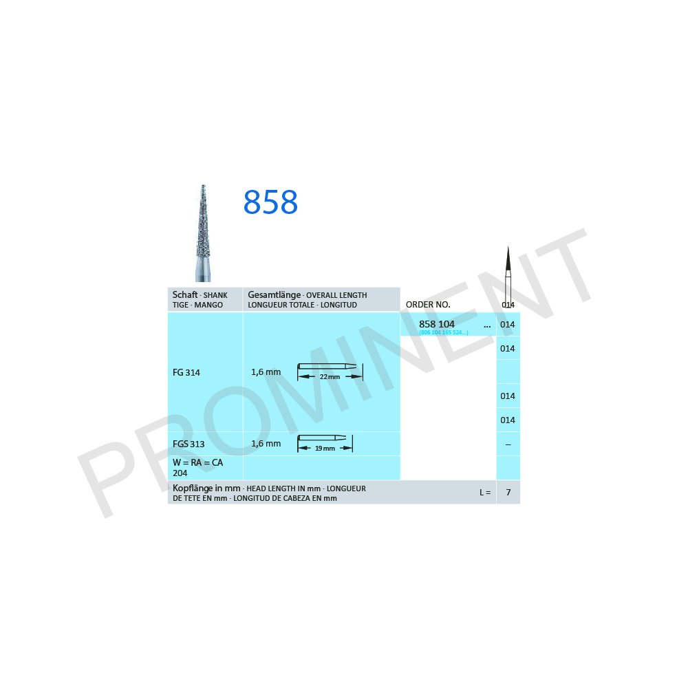 Taper diamond 858 104 014 / 1PCS - prominent-dental