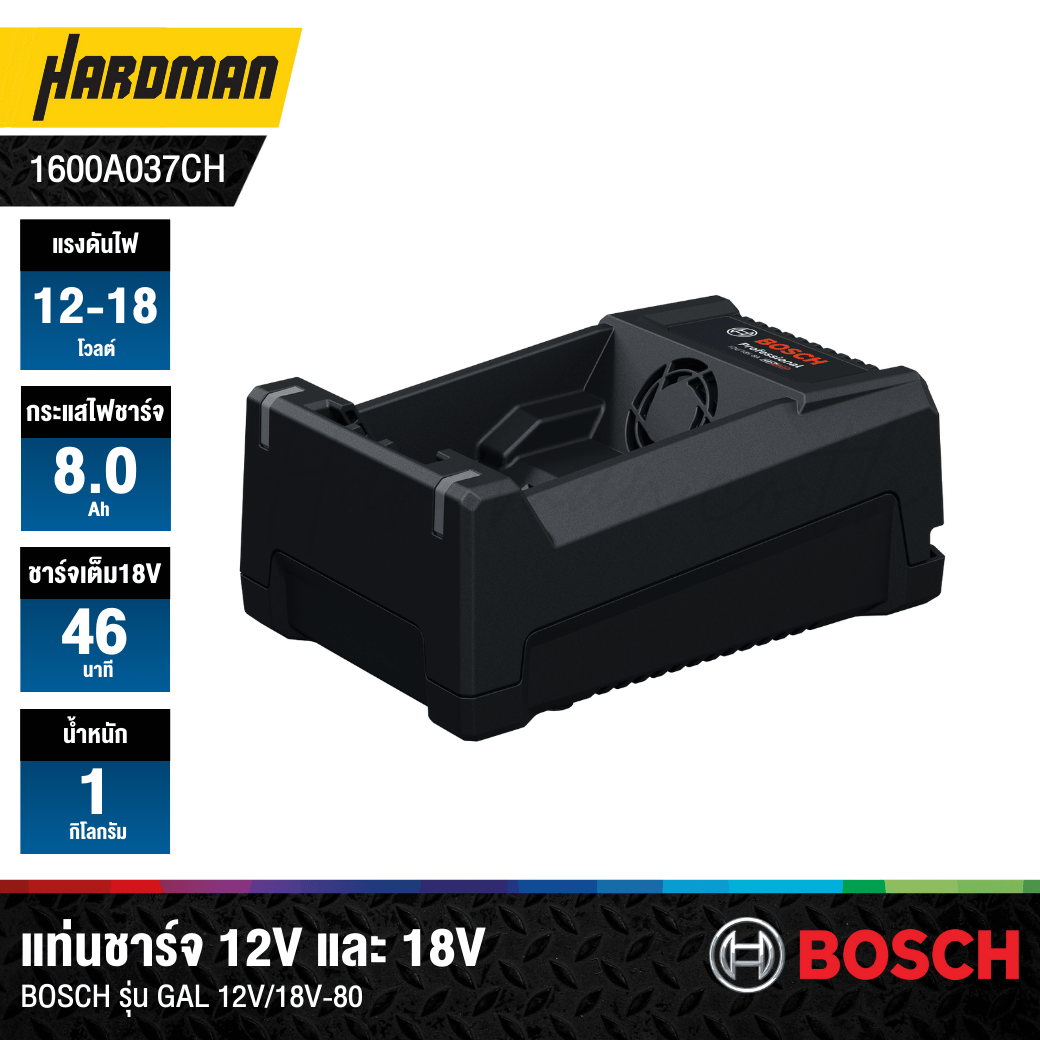 แท่นชาร์จแบตเตอรี่ 12V / 18V BOSCH รุ่น GAL 12V/18V-80